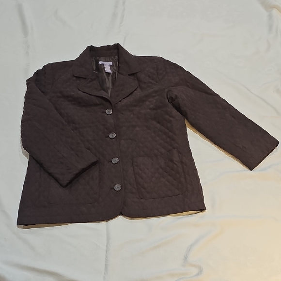 Laura Scott | Jackets & Coats | Laura Scott Quilted Dark Brown Blazer ...